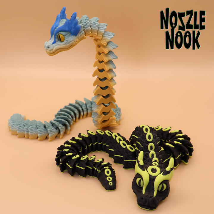 3D Printable Snakon, articulated snake-dragon by NOZZLE NOOK